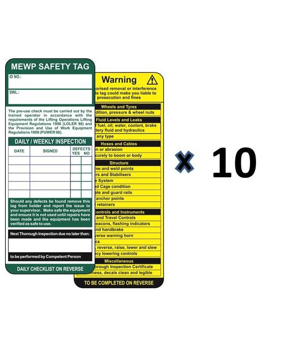 MEWP Safety Tag