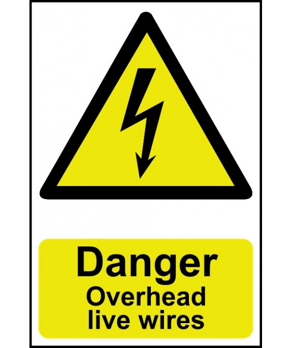 Danger overhead live wires Safety Sign
