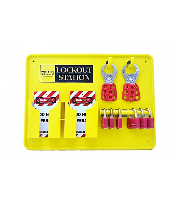 Lockout Station With Red ABUS In Brass